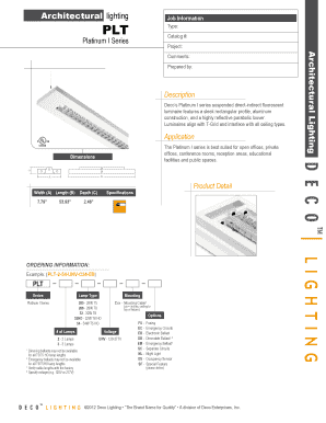 Fillable Online Architectural lighting Job Information PLT Type ...