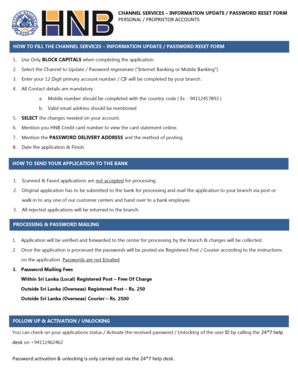Fillable Online CHANNEL SERVICES INFORMATION UPDATE PASSWORD RESET FORM ...