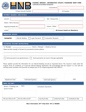 Fillable Online CHANNEL SERVICES INFORMATION UPDATE / PASSWORD RESET ...