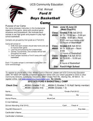 Fillable Online Ford II Boys Basketball Camp Fax Email Print - pdfFiller