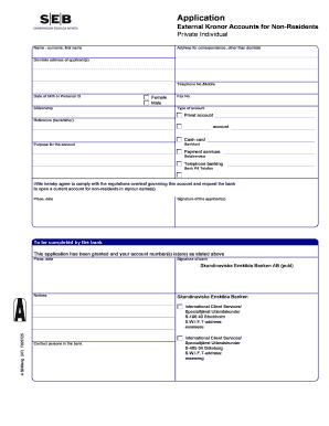 Fillable Online seb Application - SEB Fax Email Print - pdfFiller