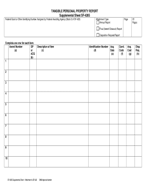 Fillable Online ams usda TANGIBLE PERSONAL PROPERTY REPORT Supplemental ...
