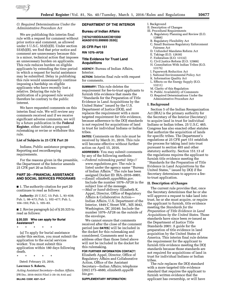 Fillable Online bia Required Determinations Under the - bia Fax Email ...