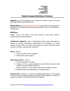 Fillable Online Patient Access Definitions Protocol Fax Email Print ...