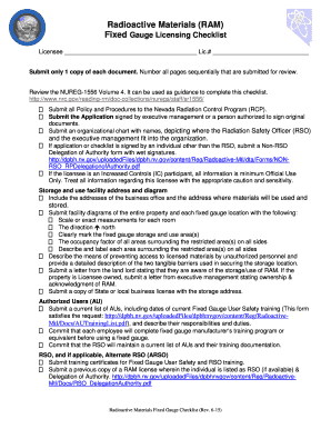 Fillable Online Radioactive Materials RAM Fixed Gauge Licensing ...