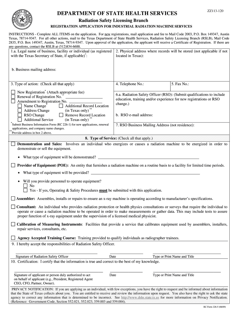 Fillable Online dshs state tx INSTRUCTIONS Complete ALL ITEMS on the ...