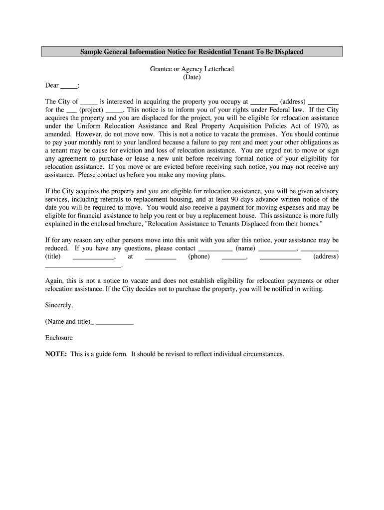 Fillable Online tdhca state tx Sample General Information Notice for ...