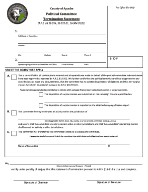 Fillable Online Political Committee Termination Statement Fax Email ...
