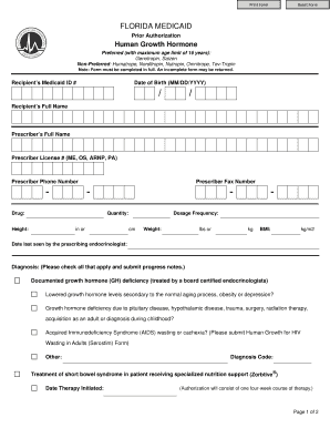 Fillable Online fdhc state fl Human Growth Hormone Fax Email Print ...