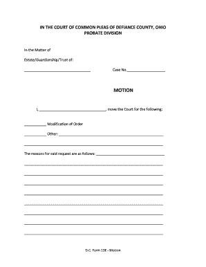 Fillable Online Probate pro se motion - defiance-countycom Fax Email ...
