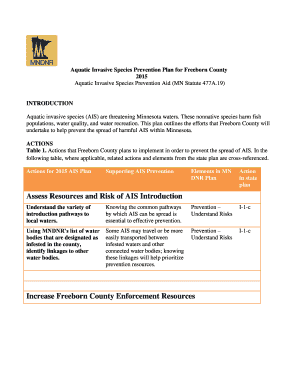 Fillable Online Local AIS Plan Framework Template for AIS prevention ...