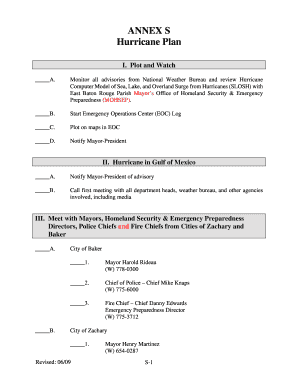 Fillable Online ANNEX S Hurricane Plan - Baton Rouge Louisiana Fax ...