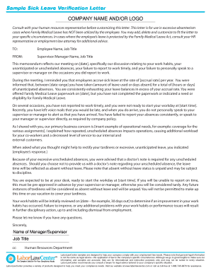Fillable Online Sample Sick Leave Verification Letter COMPANY bNAMEb ...