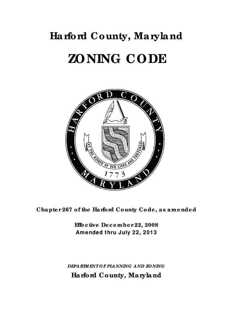 Fillable Online Zoning Code amended 7-22-13 - Harford County Maryland ...