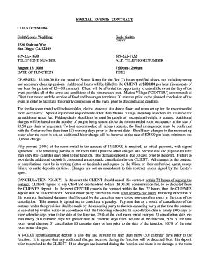 Fillable Online Special Events Sample Contract Fax Email Print - pdfFiller