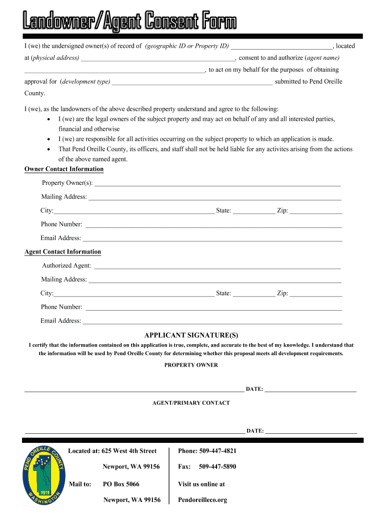 Fillable Online pendoreilleco I we the undersigned owners of record of geographic Fax Email ...