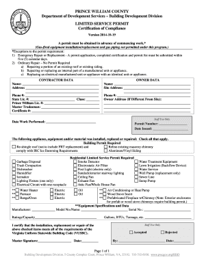 Fillable Online pwcgov LIMITED SERVICE PERMIT Fax Email Print - pdfFiller