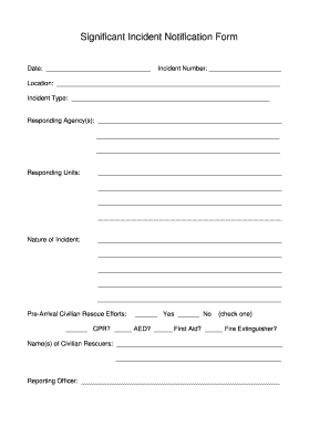 Fillable Online shenandoahcountyva Significant Incident Notification ...