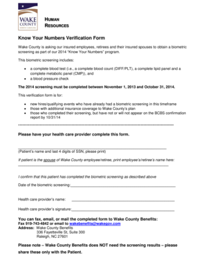 Fillable Online Know Your Numbers Verification Form - wewakegovcom Fax ...