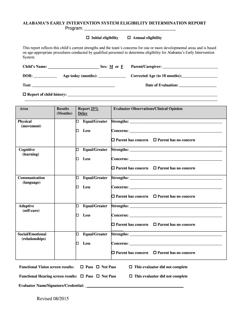 Fillable Online rehab alabama ALABAMAS EARLY INTERVENTION SYSTEM ...