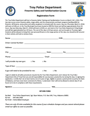 Fillable Online troyal Firearm Safety Familiarization Course ...