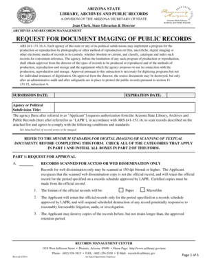 Fillable Online azlibrary ARCHIVES AND RECORDS MANAGEMENT REQUEST FOR ...