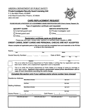Fillable Online licensing azdps CardReplacementRequest.doc Fax Email ...