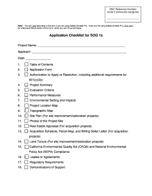 Fillable Online sierranevada ca Application Checklist for SOG 1s 6-26 ...
