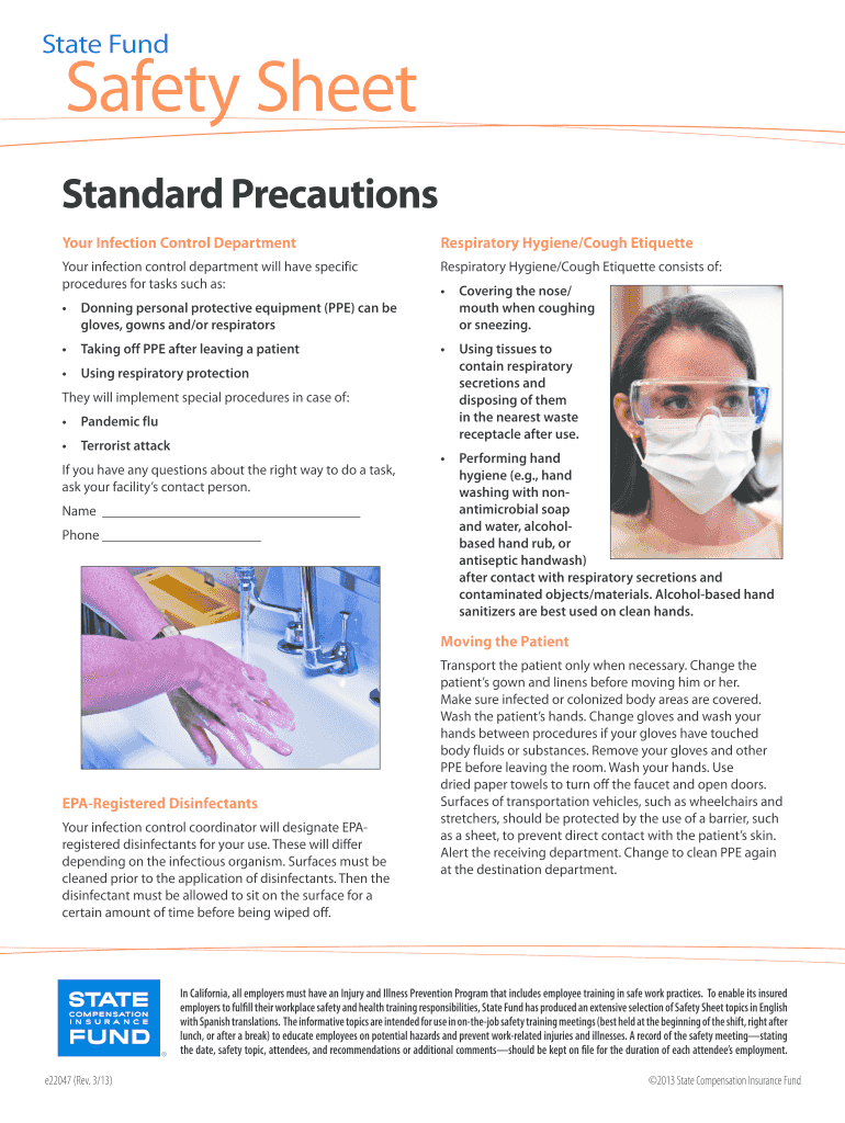 Fillable Online State Fund Safety Sheet Fax Email Print - pdfFiller