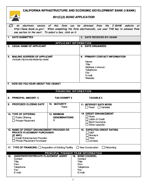 Fillable Online ibank ca 501C3 BOND APPLICATION - IBank Fax Email Print ...