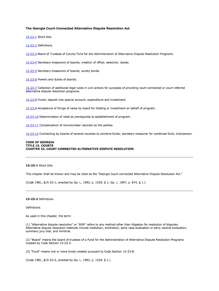 Fillable Online godr The Georgia Court-Connected Alternative Dispute ...