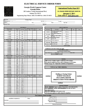 Fillable Online ELECTRICAL SERVICE ORDER FORM Georgia World Congress ...