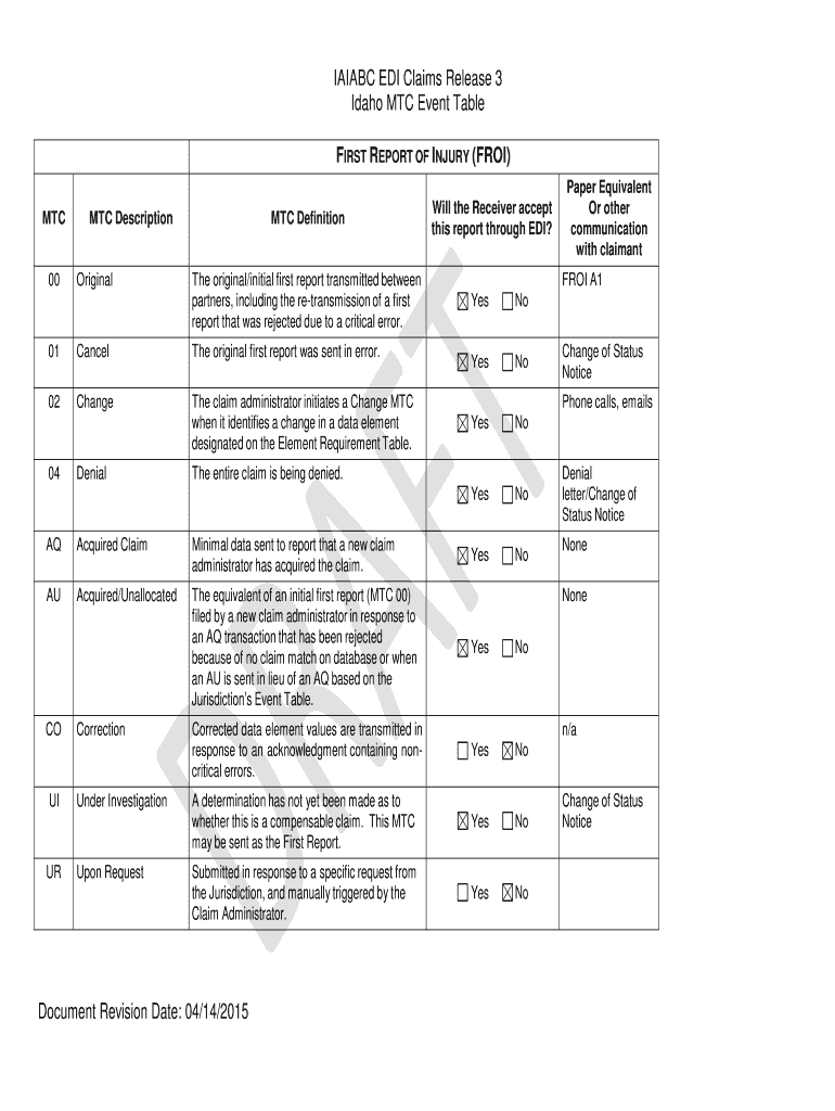 Fillable Online IAIABC EDI Claims Release 3 Fax Email Print - pdfFiller