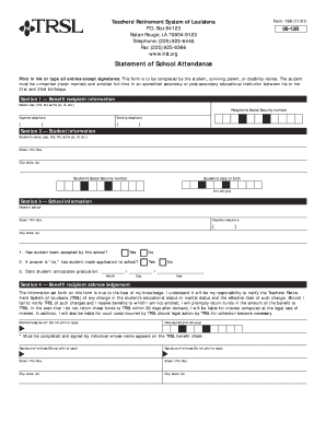 Fillable Online trsl Statement of School Attendance - TRSL Fax Email ...