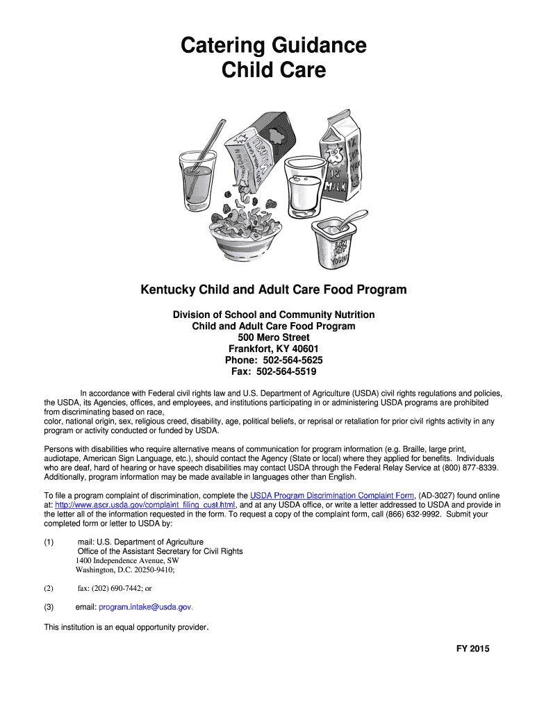 Fillable Online education ky Catering Guidance Child Care - Kentucky ...