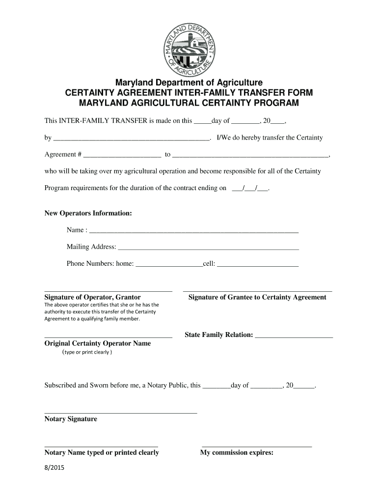 Fillable Online mda state md Inter Family Transfer Form Inter Family Transfer Form - mda state ...