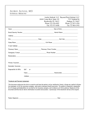 Fillable Online A LINGU MD - Arecho Medical Clinic Fax Email Print ...