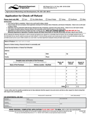 Fillable Online mda state mn Check-off Refund Application - mda state mn Fax Email Print - pdfFiller