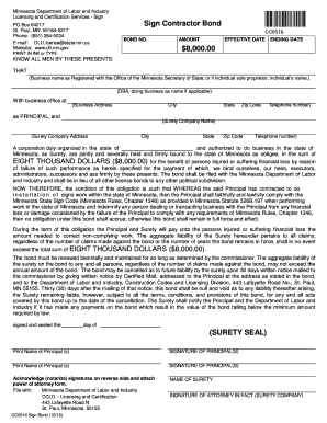 Fillable Online Sign contractor bond - buildingcodesadminstatemnus Fax ...