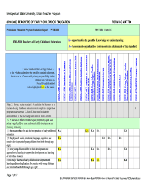 Fillable Online metrostate ims mnscu PEPER II-Form I-C Matrix 87103000 ...