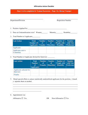 Fillable Online Affirmative Action Checklist - MnSCU System Office HR ...