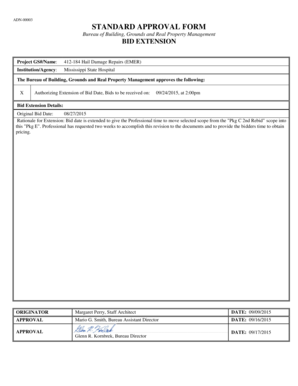 Fillable Online ADN00003 STANDARD APPROVAL FORM Bureau of Building ...