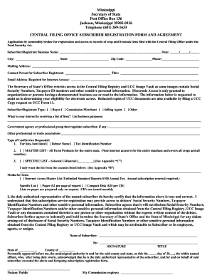 Fillable Online sos ms Mississippi Secretary of State Post Office Box ...