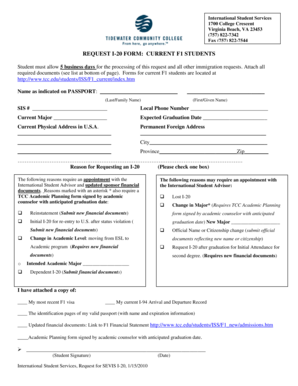 Fillable Online web tcc International Student Services 1700 College Crescent Virginia Beach, VA ...
