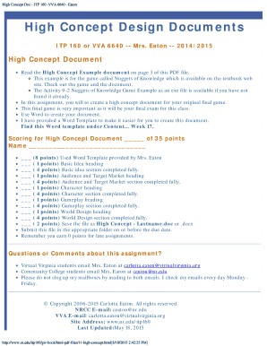 Fillable Online nr High Concept Design Documents - nredu Fax Email ...
