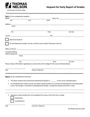 Fillable Online tncc Request for Early Report of Grades - tncc Fax ...