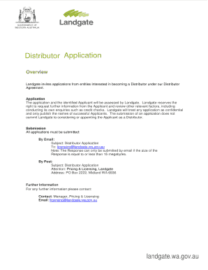 Fillable Online Distributor Application - Landgate Fax Email Print ...