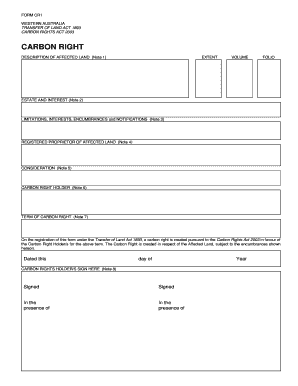 Fillable Online FORM CR1 The Form CR1 Carbon Right is used to register ...