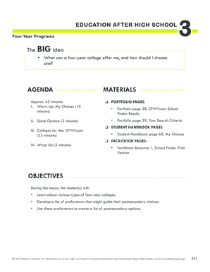 Fillable Online Four-Year Programs The BIG Idea - securecfwvcom Fax ...