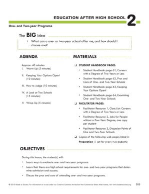 Fillable Online One- and Two-year Programs BIG Idea - securecfwvcom Fax ...